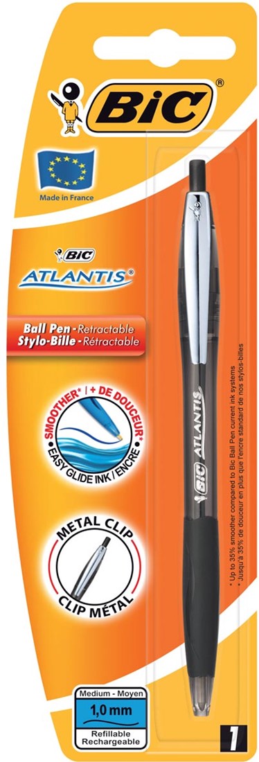 Bic balpen Atlantis Soft 1 mm, zwart, op blister bij VindiQ Office
