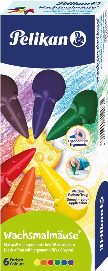 Pelikan waskrijtjes in muisvorm, assorti, doos van 6 stuks bij VindiQ ...
