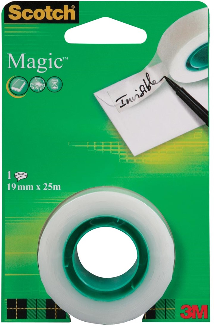 Scotch plakband Magic Tape ft 19 mm x 25 m, blister met 1 rolletje bij VindiQ Office