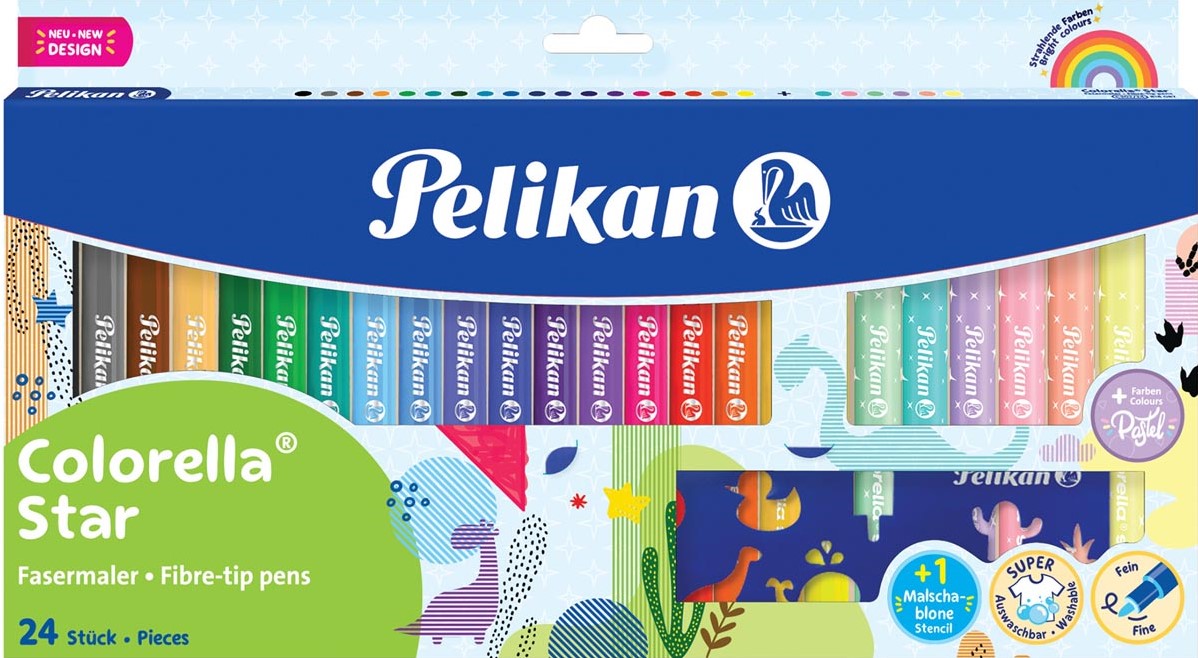 Pelikan Colorella Star viltstift, etui van 18 stuks + 6 pastelkleuren ...