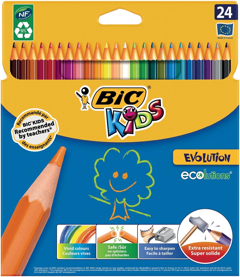 Bic Kids crayon de couleur Ecolutions Evolution, étui cartonné de 24 crayons bij VindiQ Office