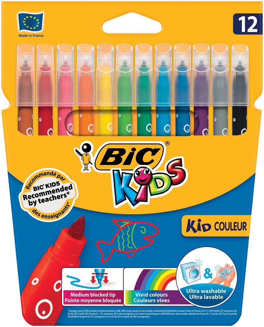 Bic viltstift Kid Couleur 12 stiften bij VindiQ Office