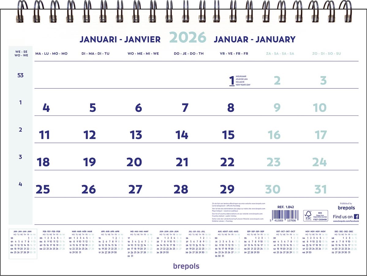 Brepols maandkalender, 2026 bij VindiQ Office
