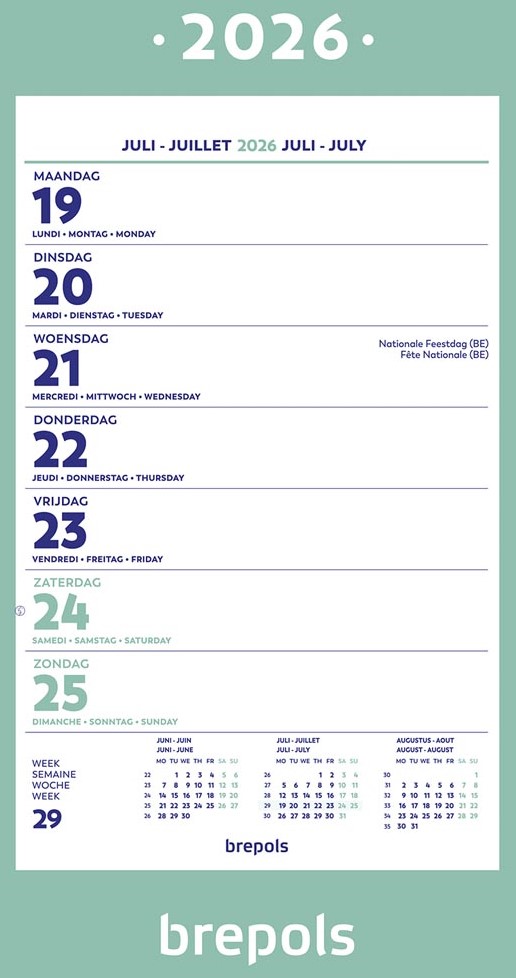 Brepols calendrier bloc semaine, 2026 bij VindiQ Office