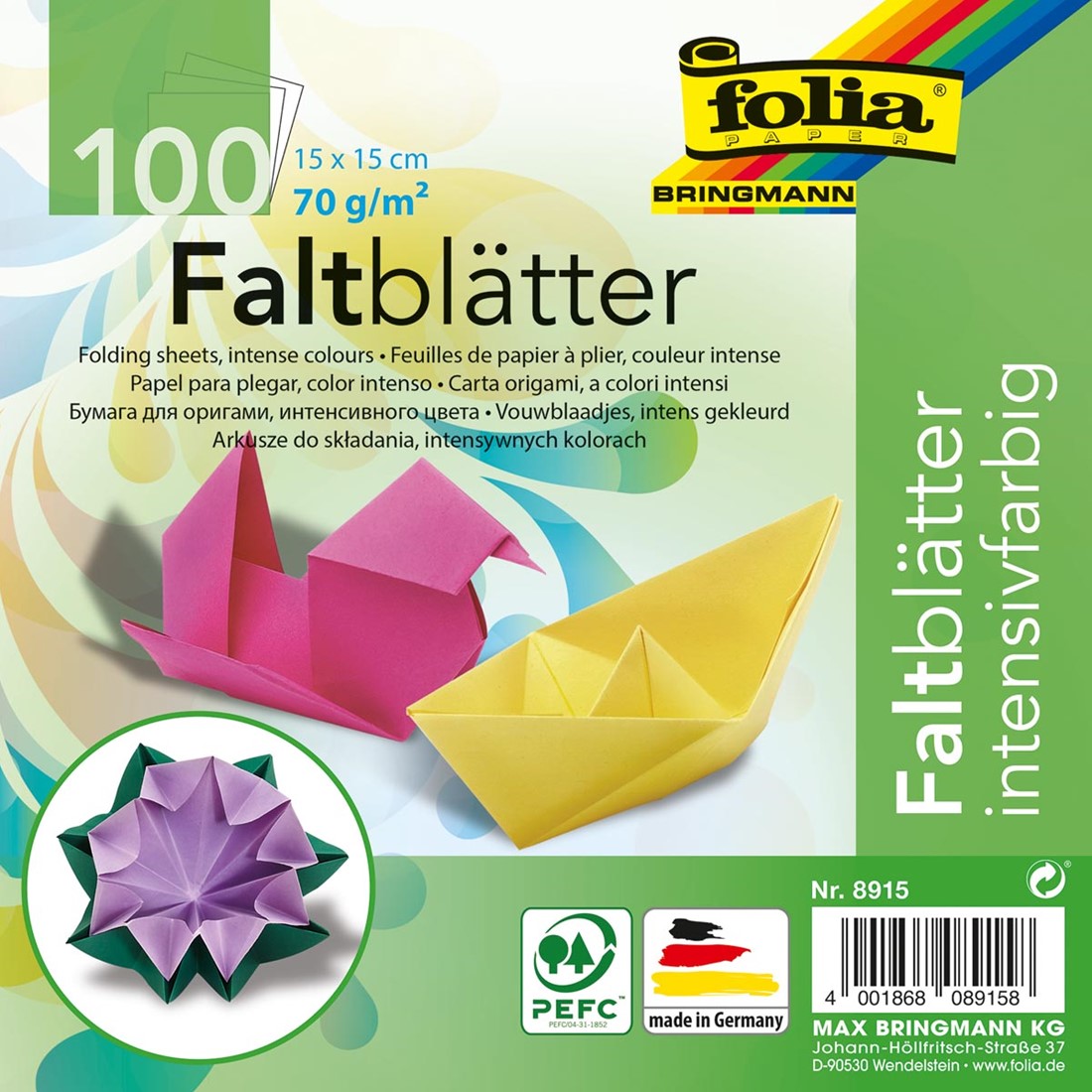 Folia papier Origami, ft 15 x 15 cm, paquet de 100 feuillets bij VindiQ ...