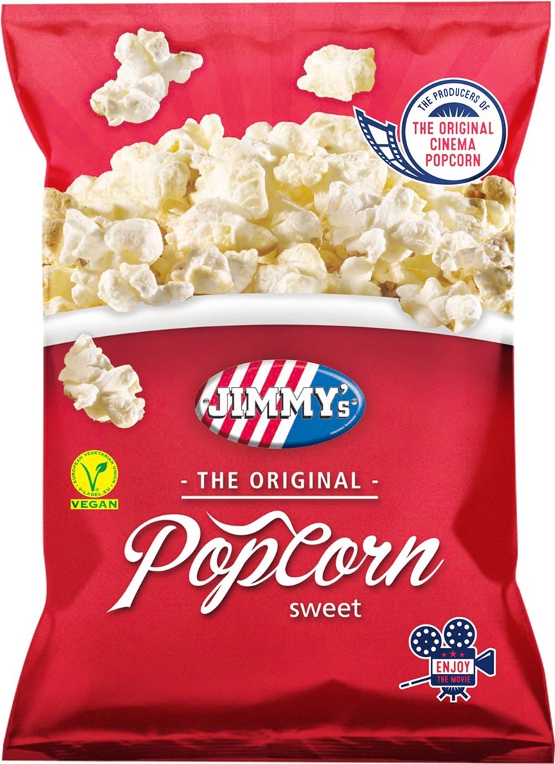 Jimmy's Popcorn Classic, sucré, sachet de 100 g bij VindiQ Office