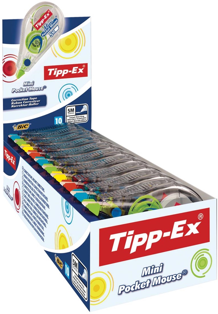 Tipp-ex correctieroller mini pocket mouse fashion doos met 10 stuks bij ...
