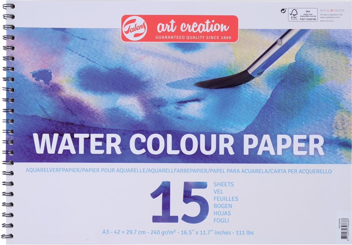 Talens Art Creation aquarelpapier, 240 g, ft A3, blok van 15 vel bij ...