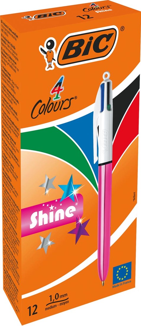 Bic Colours Shine 4-kleurenbalpen, medium, klassieke inktkleuren ...