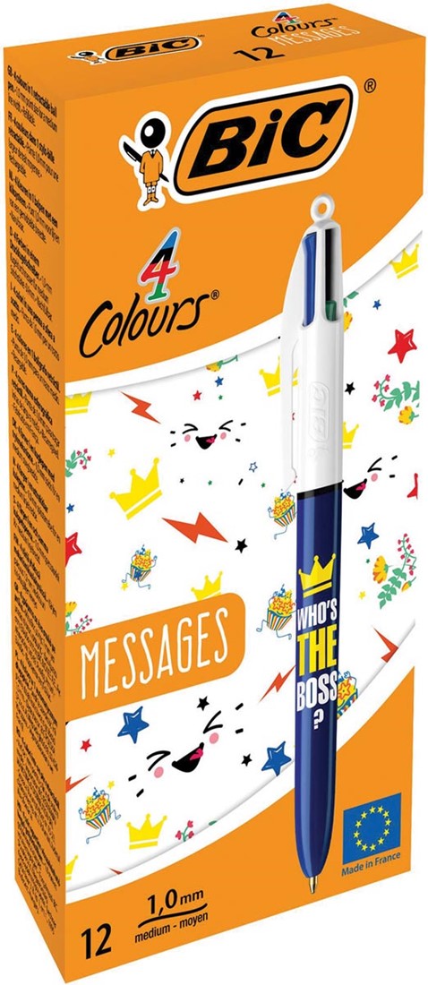 Bic 4 Colours Messages stylo bille 4 couleurs, moyen, 4 couleurs d ...