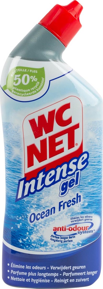 WC NET toiletreiniger Intense Ocean Fresh, fles van 750 ml bij VindiQ Office