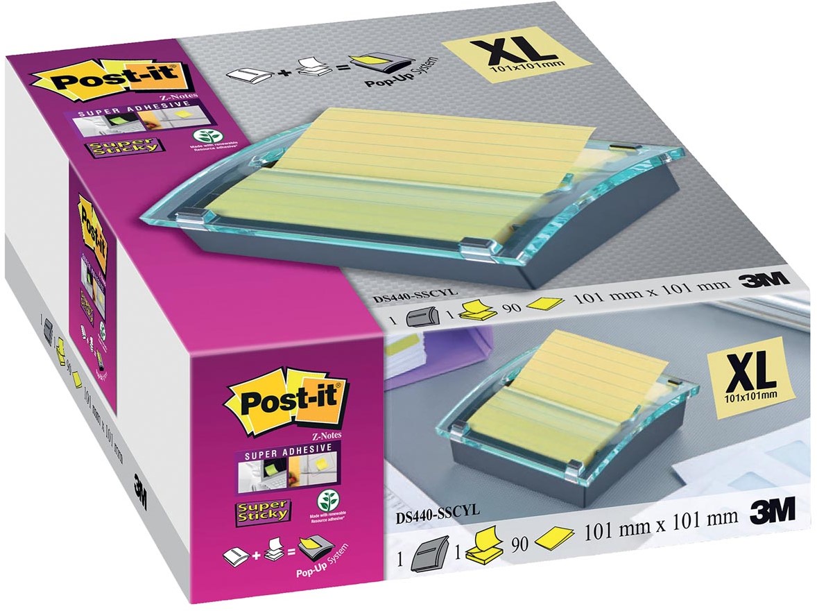 Post-it Super Sticky z-notes dévidoir Millenium noir, avec 1 bloc ft ...