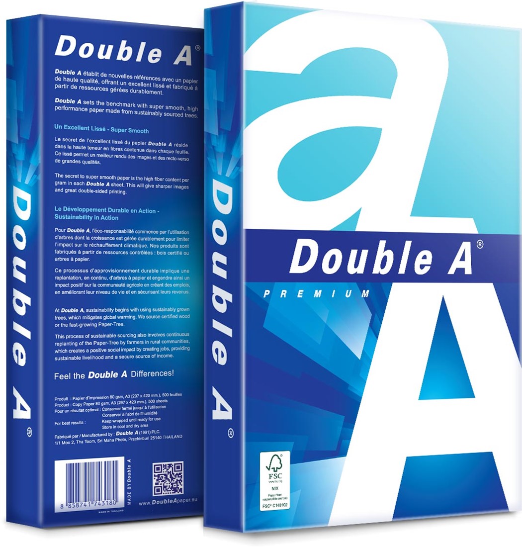 Double A Premium papier d'impression, ft A3, 80 g, paquet de 500 ...