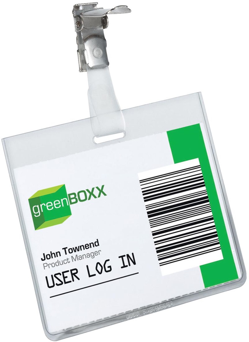 Durable badge met clip ft 60 x 90 mm, horizontaal bij VindiQ Office