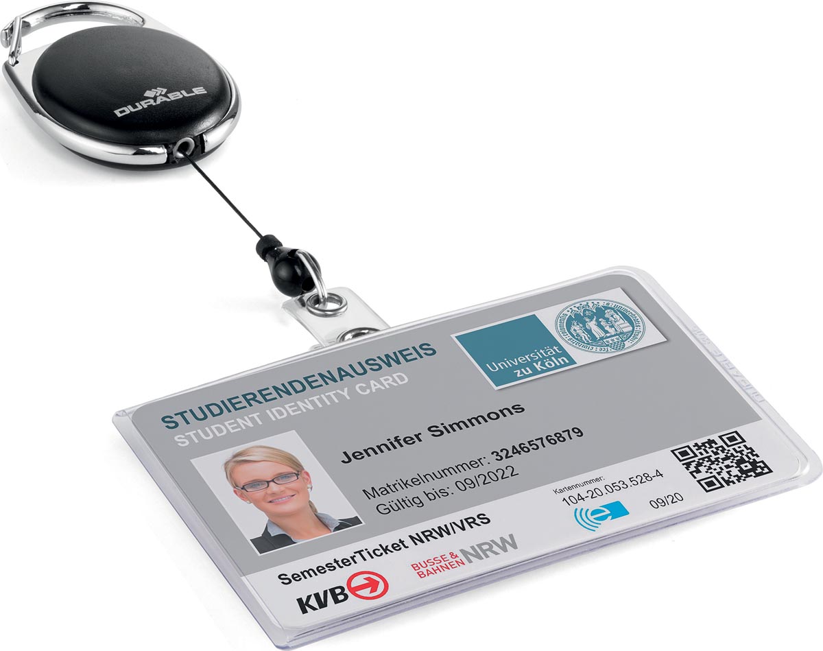 Durable badge flexible avec enrouleur Style, noir bij VindiQ Office