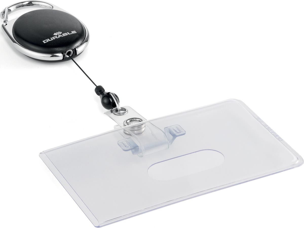 Durable badge flexible avec enrouleur Style, noir bij VindiQ Office