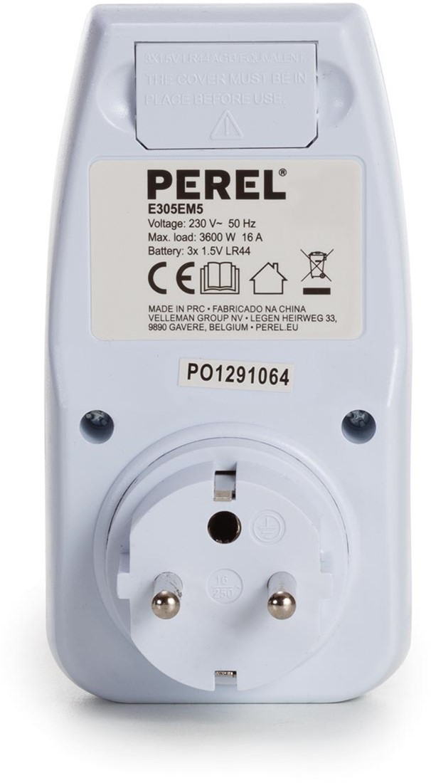 Perel energiemeter, 230 V, 16 A, wit, voor België bij VindiQ Office