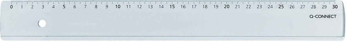 Q-CONNECT meetlat, plastic, in etui, 30 cm bij VindiQ Office