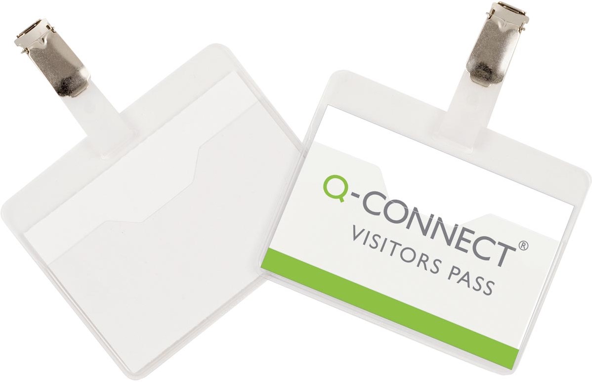 Q-CONNECT badge met clip 90 x 60 mm, doos van 25 stuks bij VindiQ Office