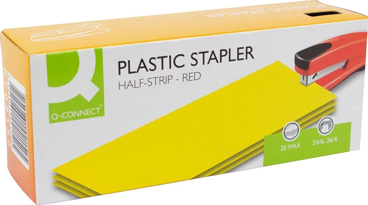 Q-CONNECT nietmachine half strip, 20 blad, kunststof, rood bij VindiQ ...