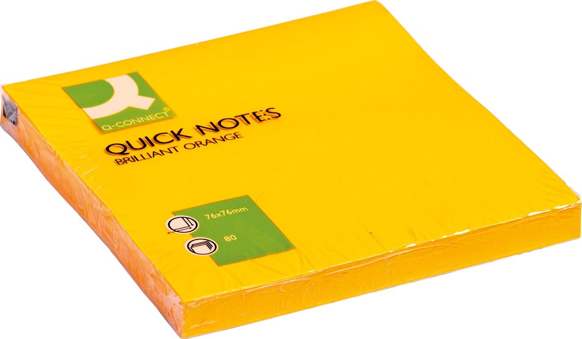 Q-CONNECT Quick Notes, ft 76 x 76 mm, 80 vel, neonoranje bij VindiQ Office