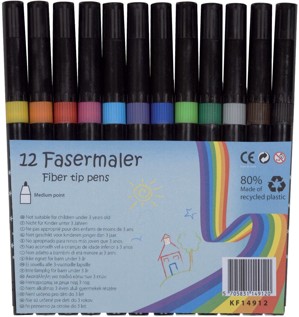 Q-CONNECT viltstift, geassorteerde kleuren, pak van 12 stuks bij VindiQ ...