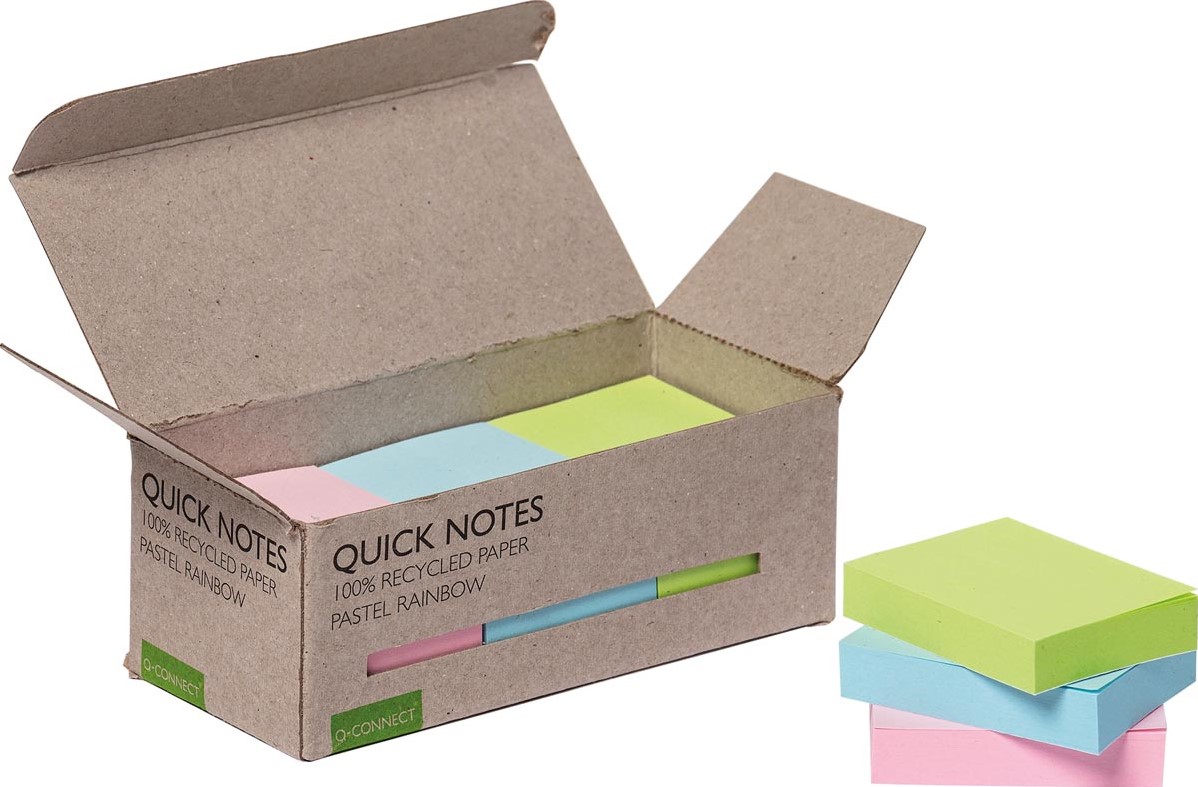 Q-CONNECT Quick Notes Recycles pastel, ft 38 x 51 mm, boîte de 12 ...