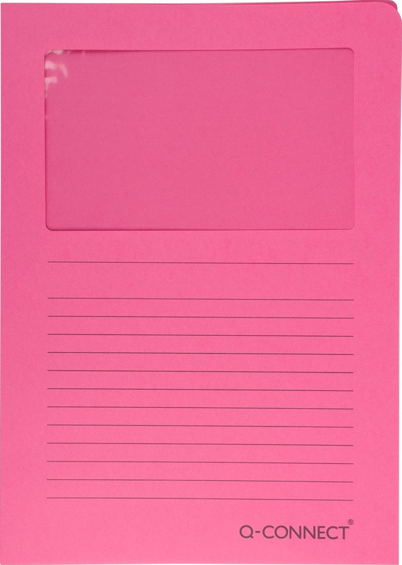 Q-CONNECT L-map met venster, 120 g/m², A4, pak van 100 stuks, roze bij ...