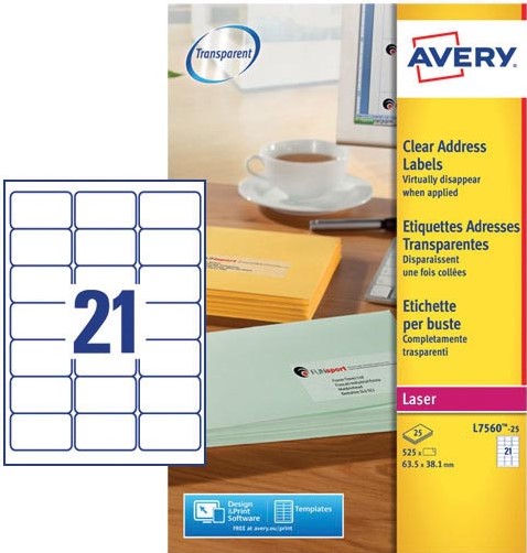 Avery L7560-25 étiquettes adresse ft 63,5 x 38,1 mm (b x h), 525 ...