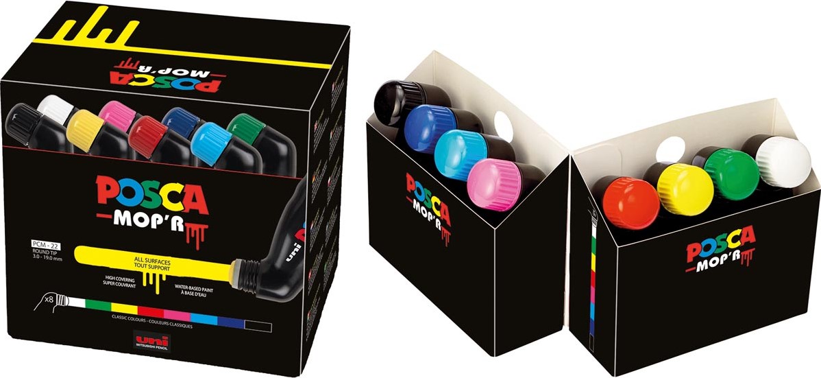 Posca MOP'R paintmarker PCM-22, doos van 8 stuks, assorti bij VindiQ Office