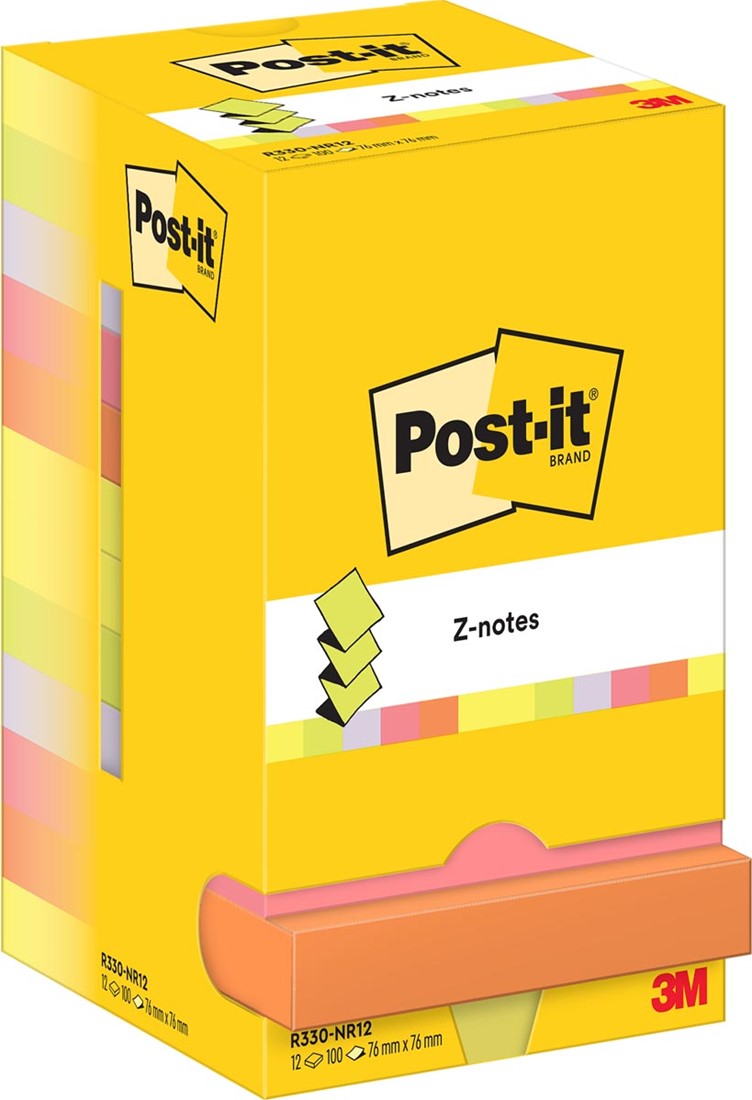Post-it Z-notes, 100 feuilles, ft 76 x 76 mm, paquet de 12 blocs ...