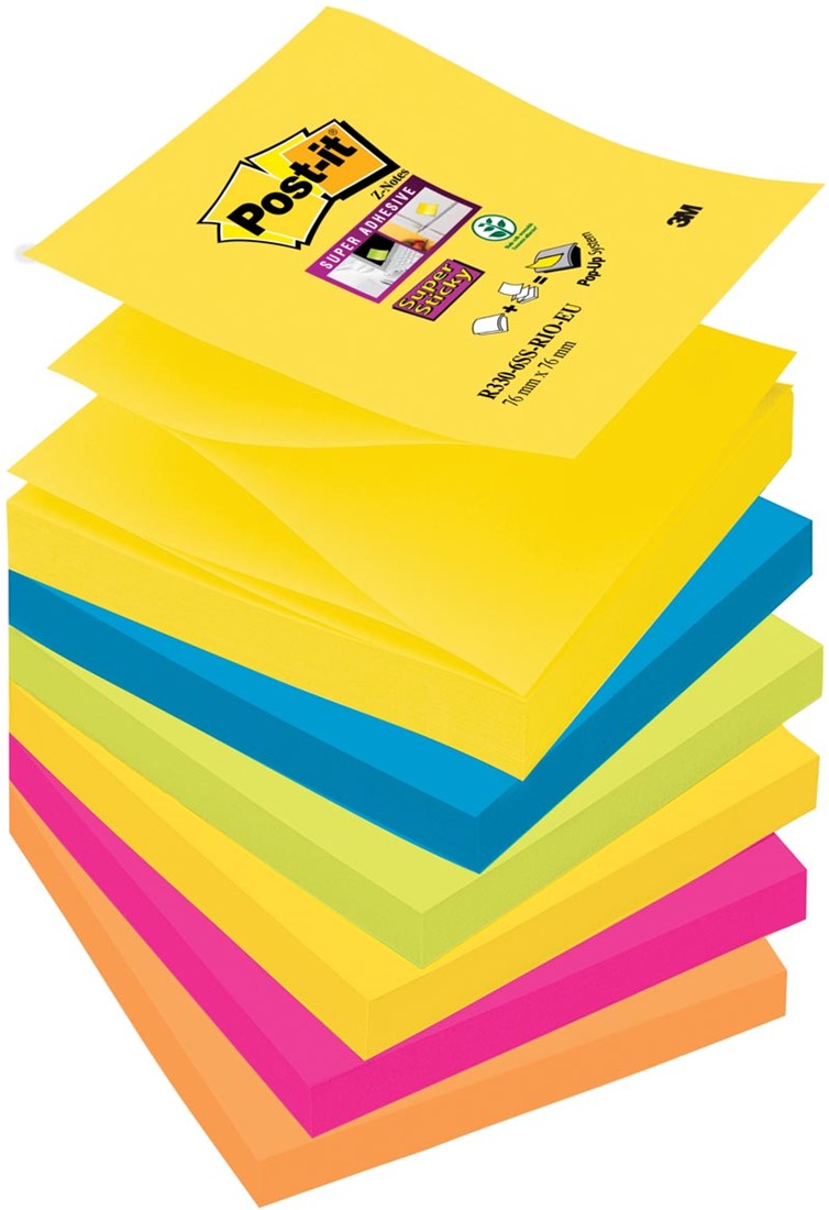 Post-it Super Sticky z-notes Carnival, 90 feuilles, ft 76 x 76 mm ...