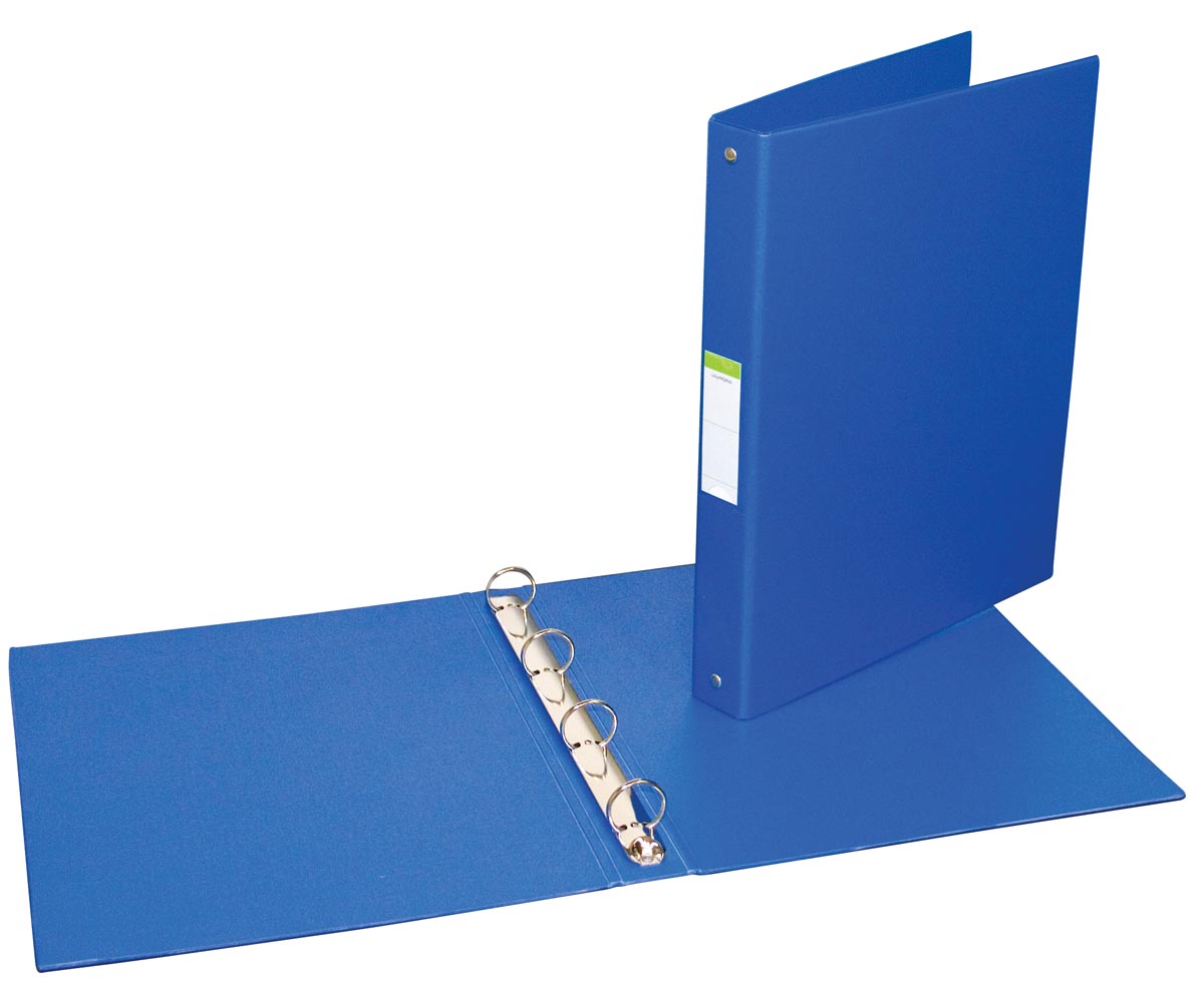 Ringmap voor ft A4, 4 ringen van 25 mm, uit PVC, blauw bij VindiQ Office