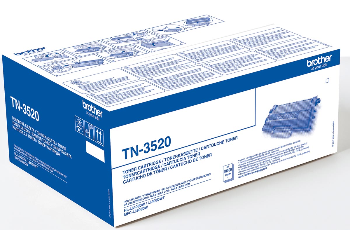 Brother toner, 20.000 pagina's, OEM TN-3520, zwart bij VindiQ Office