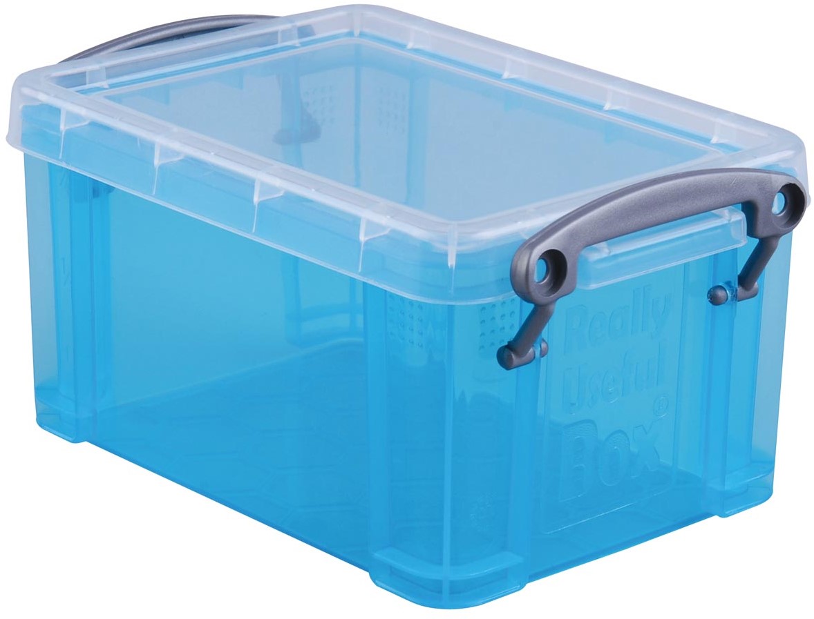 Really Useful Box 0,7 liter, transparant helblauw bij VindiQ Office
