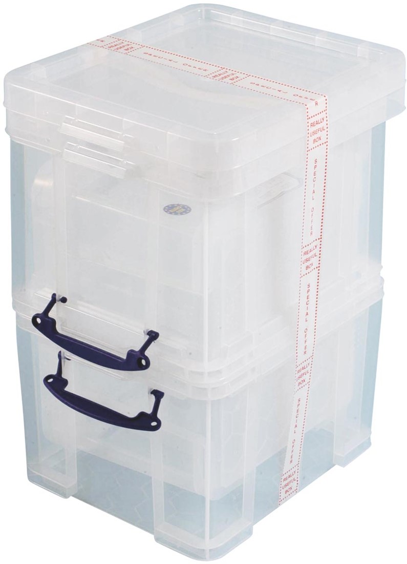 Really Useful Box 35 liter, transparant, pak van 3 dozen bij VindiQ Office