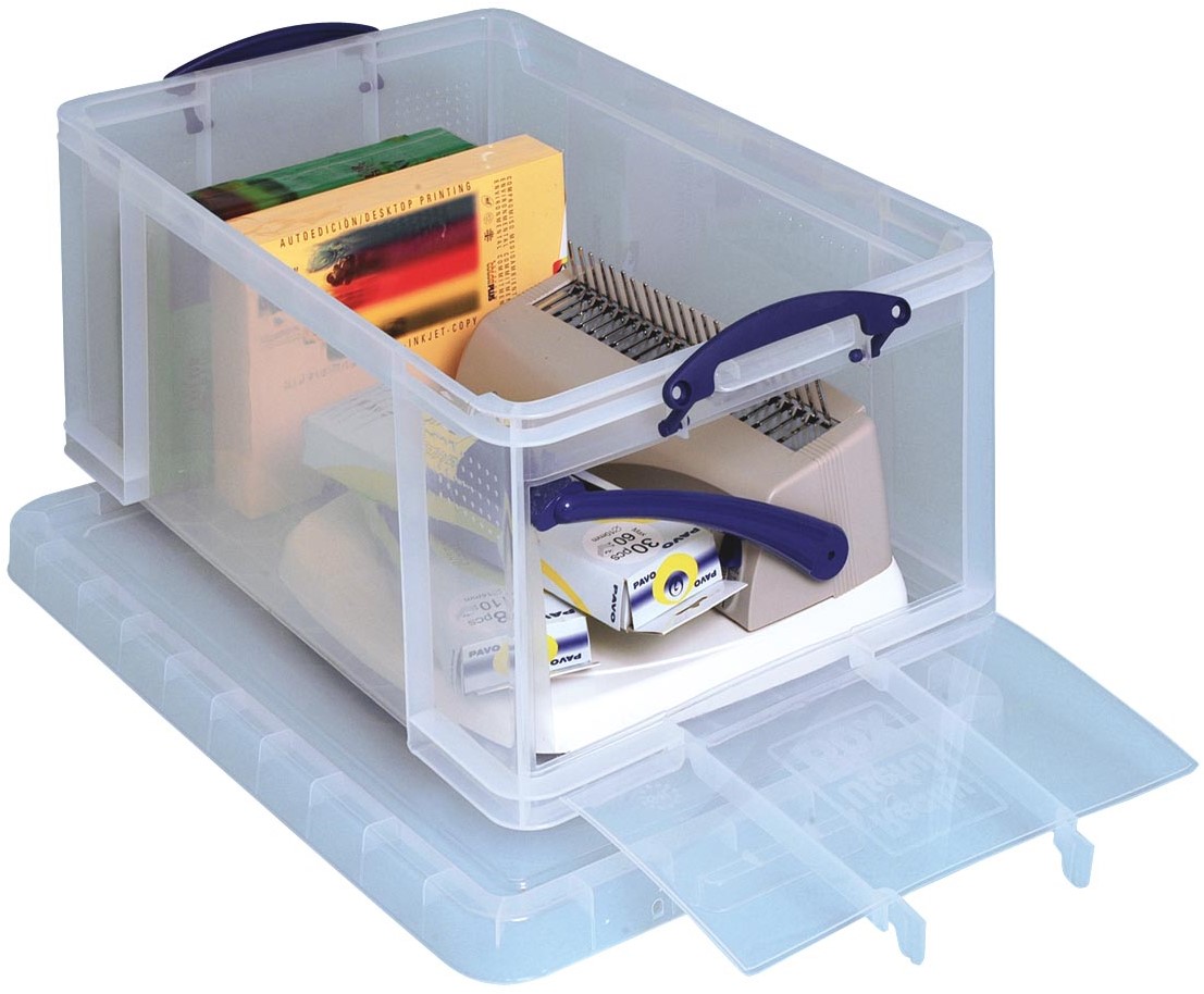 Really Useful Box boîte de rangement 64 litres avec ouverture à l'avant, transparent bij VindiQ ...